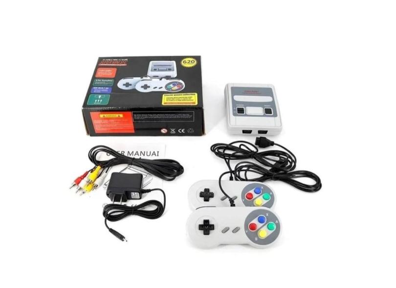 Console Super Mini SFC Mini 8 Bit Com 620 Jogos e 2 Controles Classics ...