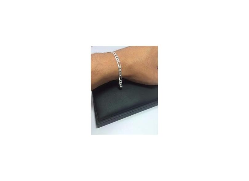 Pulseira Italiana Masculina 5.5mm Maciça 3 Em 1 Em Prata 925 com o ...