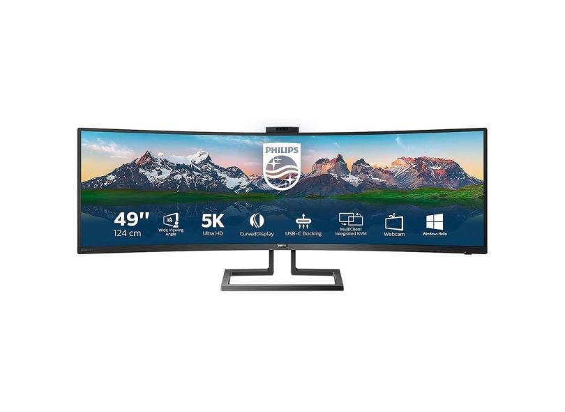 Monitor Philips 49" SuperWide Curvo, Hello, Web Cam, 499P9H com o ...