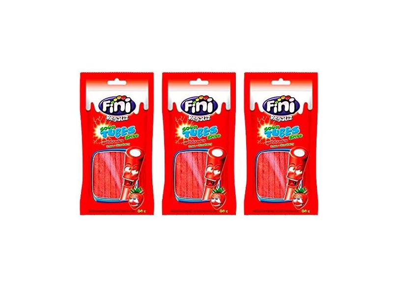 Kit 3 Tubes Ácido Morango Azedinho Cítrico Tubinhos Fini 80g com o ...