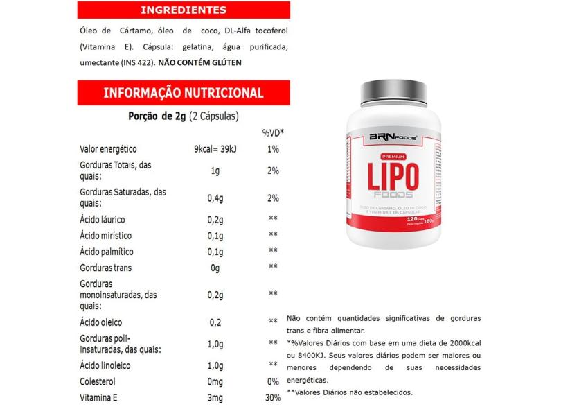 Premium Lipo Foods 120 Cápsulas – Brnfoods com o Melhor Preço é no Zoom