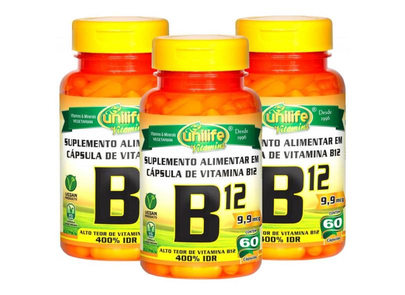 Vitamina B12 Cobalamina Vegana 60 cápsulas de 450mg Kit com 3 em ...