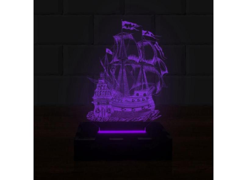 Luminária Led 3D Barco Navio Abajur 16 Cores e Controle 2 com o Melhor ...