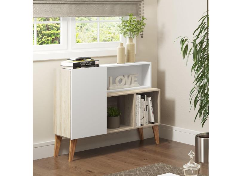 Rack Aparador Leaves Be Mobiliário 1 Porta 3 Prateleiras Wood 94Cm com ...