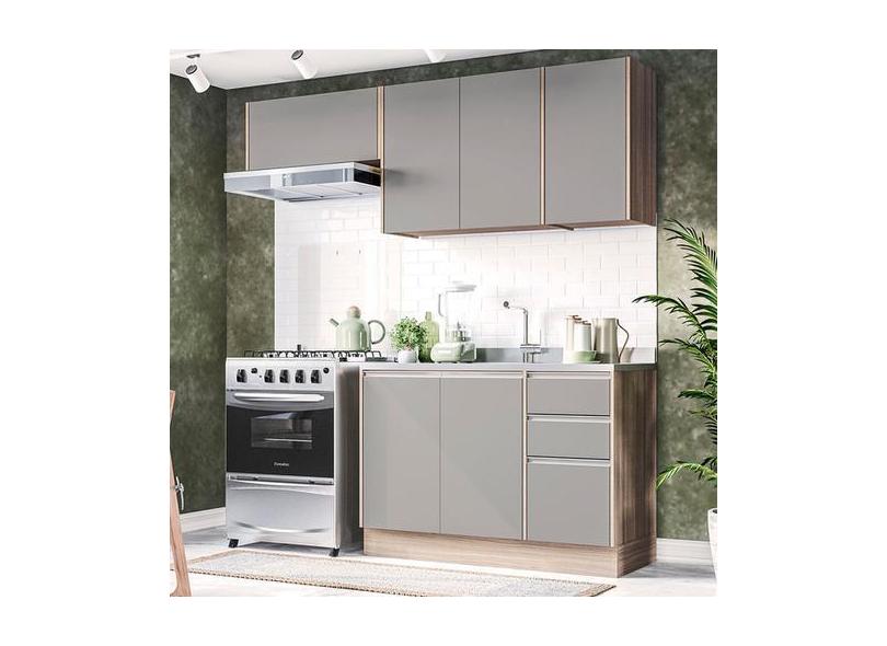 Cozinha Compacta Campanele 6 Portas 3 Gavetas Castanho/Cinza - Politor ...
