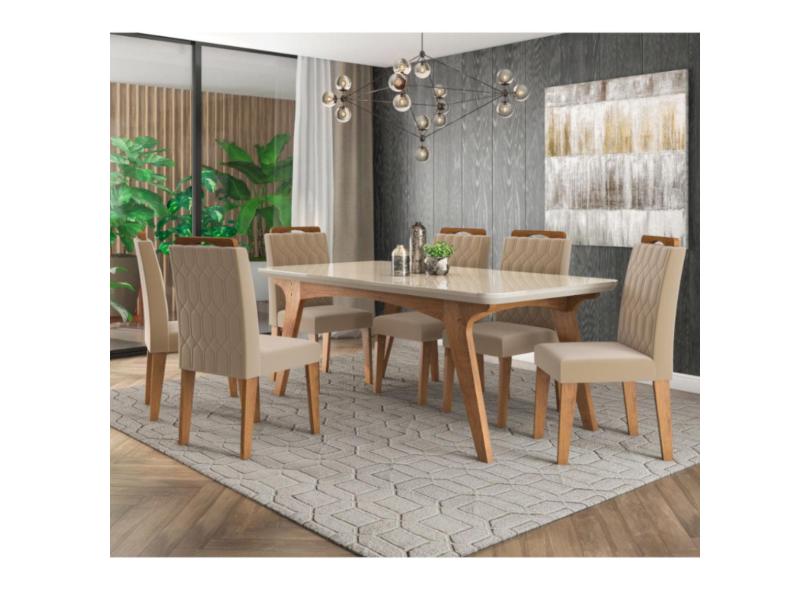 Conjunto de Mesa e Cadeiras Cimol Selena 180x90cm com 6 Cadeiras Paola ...