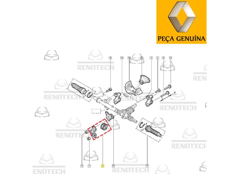 7701470760 - BUCHA DA CAIXA DIREÇÃO COM ABRAÇADEIRA - CLIO II / KANGOO ...