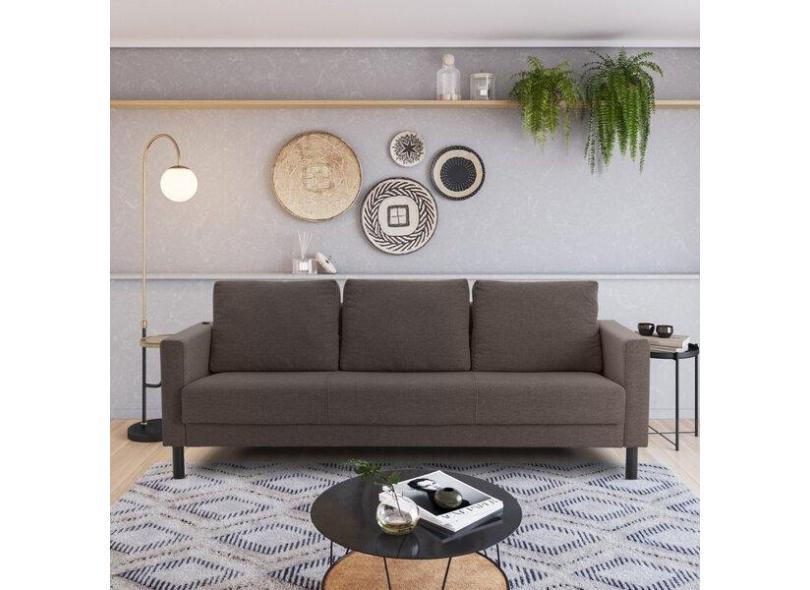 Sof 3 Lugares Com Usb Em Linho Ant rio Cabecasa Madeiramadei em ...