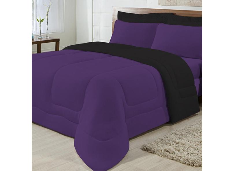 Kit 03 Peças Edredom Casal Queen 100% Algodão Roxo com com o Melhor ...