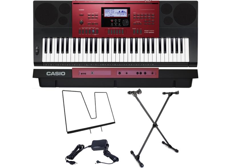 Kit Teclado Arranjador 61 Teclas Ctk-6250 Casio Com Suporte com o ...