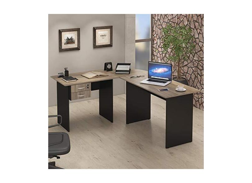 Mesa para Escritório Retangular em L 2 Gavetas 180cm Gebb Work Calvi ...