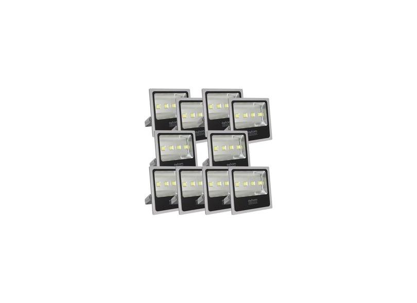 Kit 10 Refletor Holofote Led 200W Prova Dágua Branco Frio 6500K Slim Bivolt Exbom RL-C5B200W ...