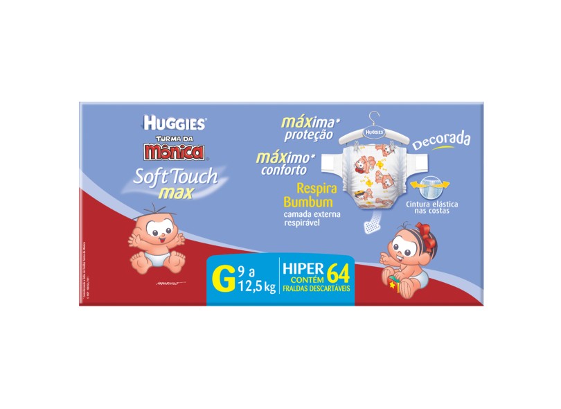 Fralda Huggies Turma da Mônica Soft Touch Max Tamanho G Hiper 64 ...