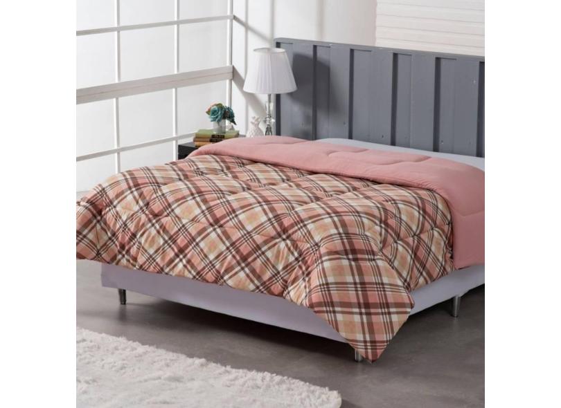 Edredom De Casal Dupla Face Confort Premium Modern Xadrez Rosê com o ...