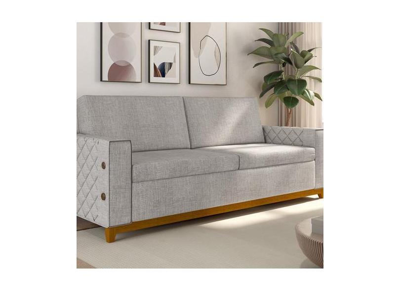 Sofá Living Vintage 3 Lugares 225cm Em Linho Áspen Arte Cúbica Estofad ...