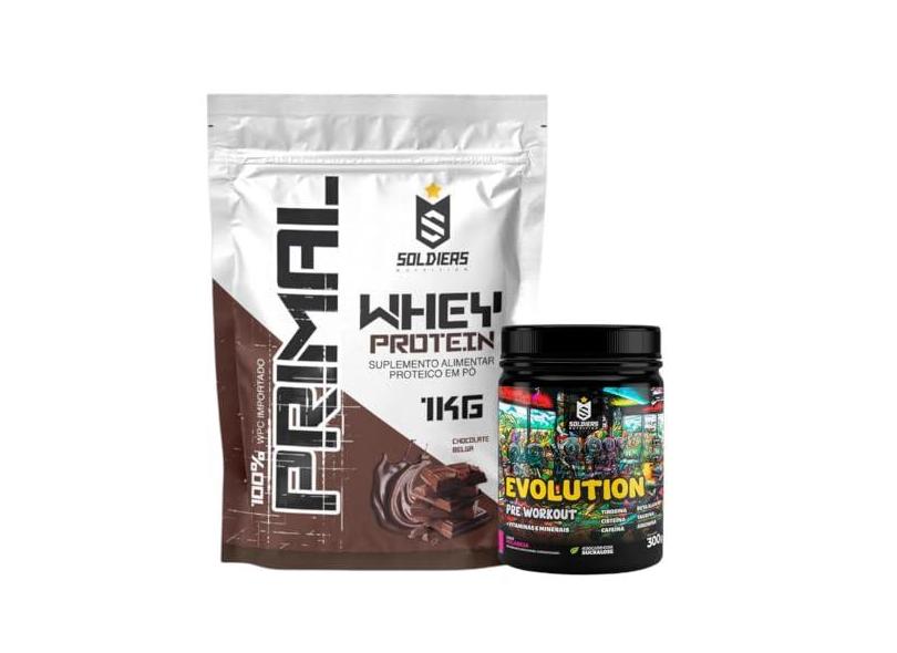 Soldiers Nutrition, Kit: Whey Protein Primal 1Kg 100% Importado + Pré ...