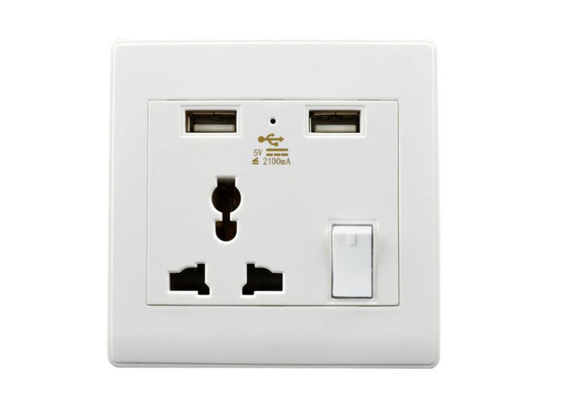 Universal 2-port Usb Tomada De Parede Carregador Ac Power Receptáculo ...
