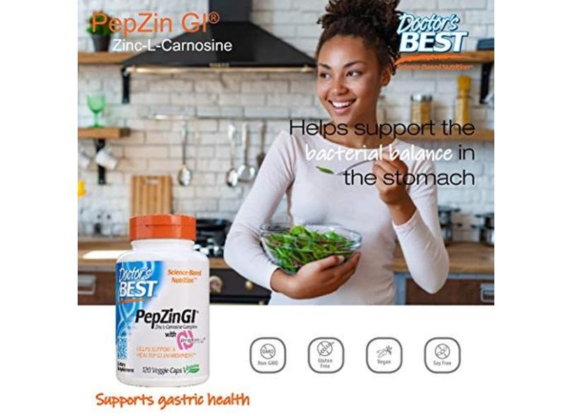 PepZin GI Complexo de Zinco-L-Carnosina Doctors Best - 120 Cápsulas ...