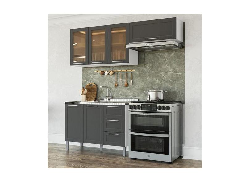 Cozinha 3 Módulos 6 Portas 3 Gavetas Puxador Inox Fettuccine - Politor ...