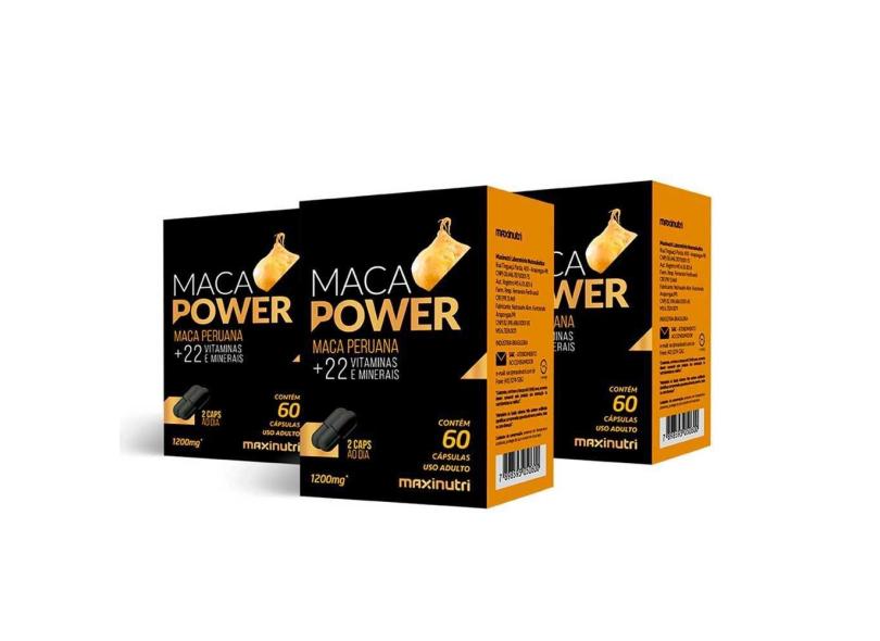 Kit 3 Maca Power 1200mg Testo Natural 60 Capsulas Maxinutri com o ...