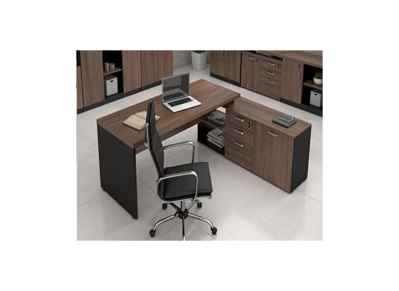 Mesa Escritório Web40 1,90 X 1,60 c/Balcão Ameixa/Preto em Promoção é ...