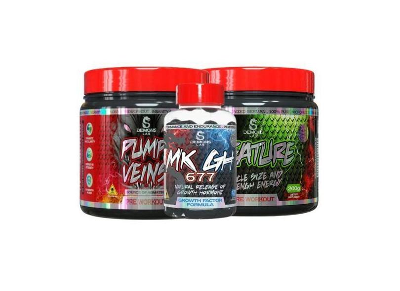 Mk Gh Demons Lab + Pump Veins Demons + Creatina Creature 200G Demons em ...