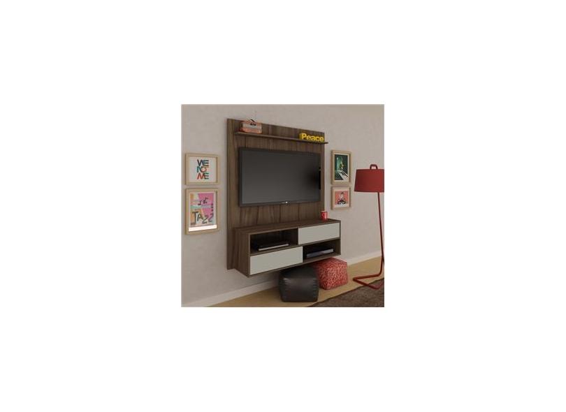 Painel para TV 50 Polegadas Dallas Amêndoa e Off White 120cm com o ...