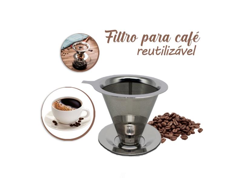 Coador De Café Inox Tam. G Filtro Reutilizável com o Melhor Preço é no Zoom