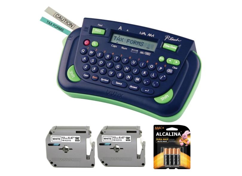 Rotulador Eletrônico Brother Pt-80 2 Fitas 4 Pilhas Alcalina com o ...