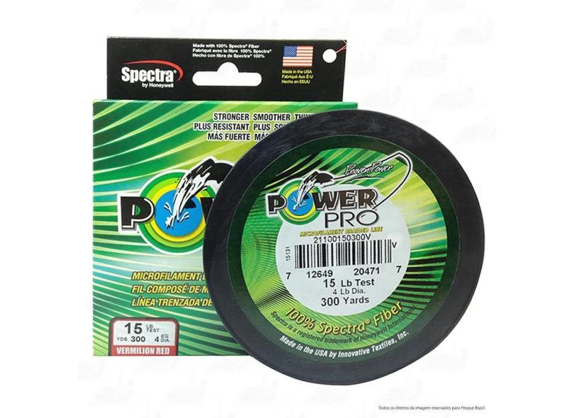 Linha Power Pro Multifilamento 4 Fios 0,41mm 65Lbs 274m Verde com o ...