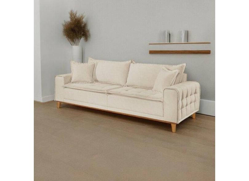 Sof Fixo Orfeu At 3 Lugares Luxo 2,20m Bege Claro com o Melhor Preço é ...