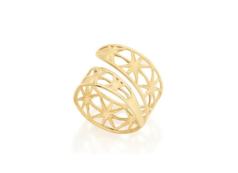 Anel Com Aro Espiral Ajustável, Com Detalhes No Formato De "estrelas ...