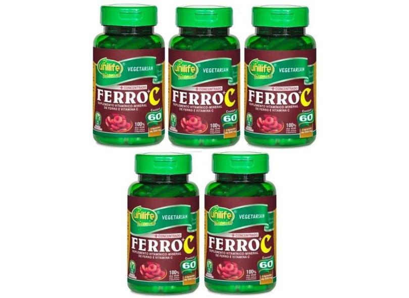 Kit Com 5 Ferros Com Vitamina Com 60 Cápsulas com o Melhor Preço é no Zoom
