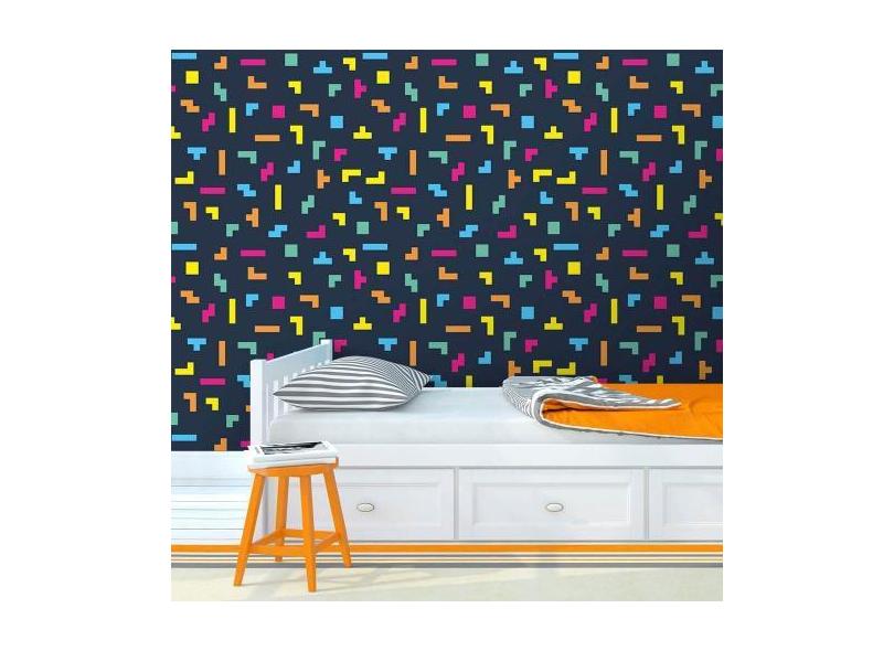 Papel de Parede Tetris Navy - Qcola em Promoção é no Buscapé