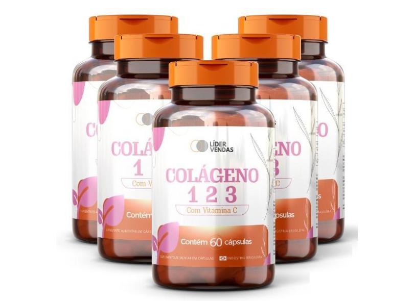 Colágeno Tipo 1,2 e 3 com Vitamina c- 60 cápsulas 1g - 5 potes com o ...