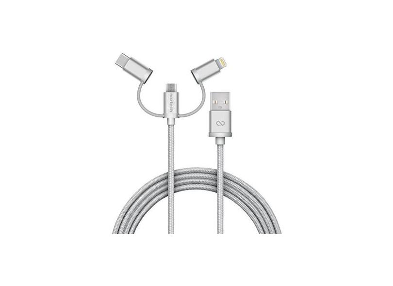 Cabo 6m Rigido Hibrido 3x1 Usb-C Lightning Micro USB Naztech com o ...