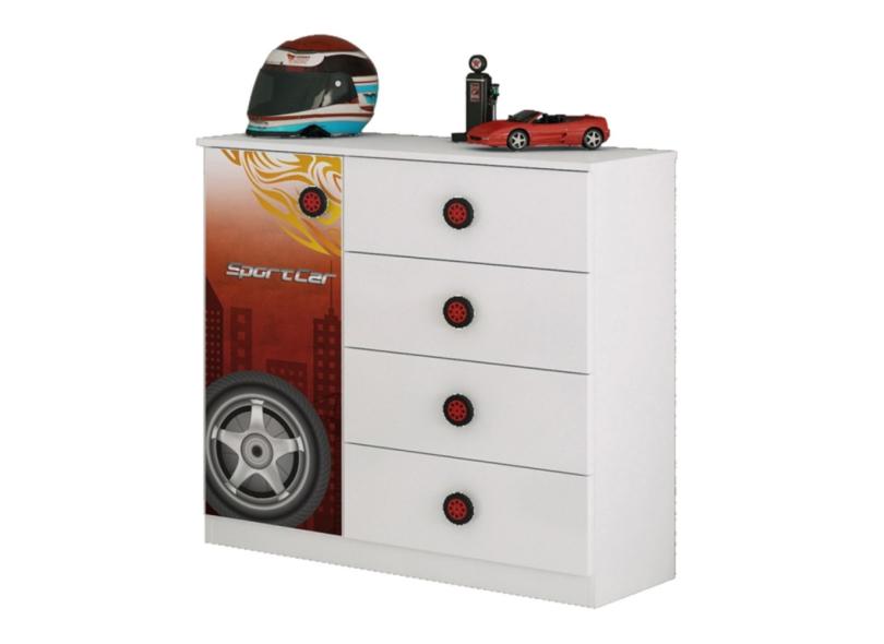 Comoda Infantil Sport Car 01 Porta 04 Gavetas Moveis Estrela com o ...