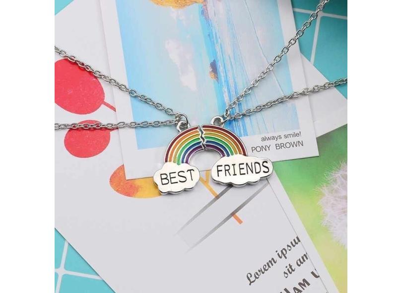 Colar Duplo Best Friends Arco- Íris BFF Melhores Amigas com o Melhor ...