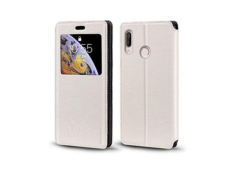 Capa Hisense H18, capa de couro de grão de madeira com porta-cartão e ...