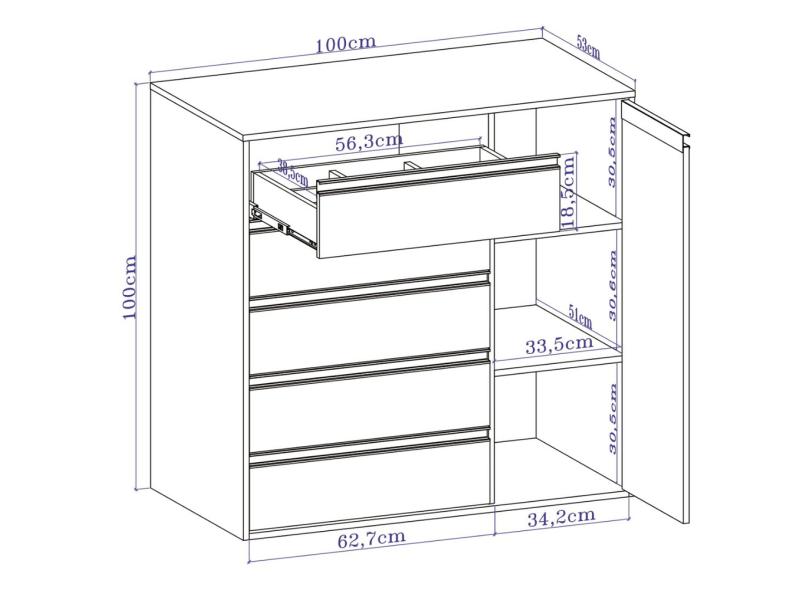 Cômoda 1 Porta 5 Gavetas 100% MDF 513011 Alamo - Belmax em Promoção é ...