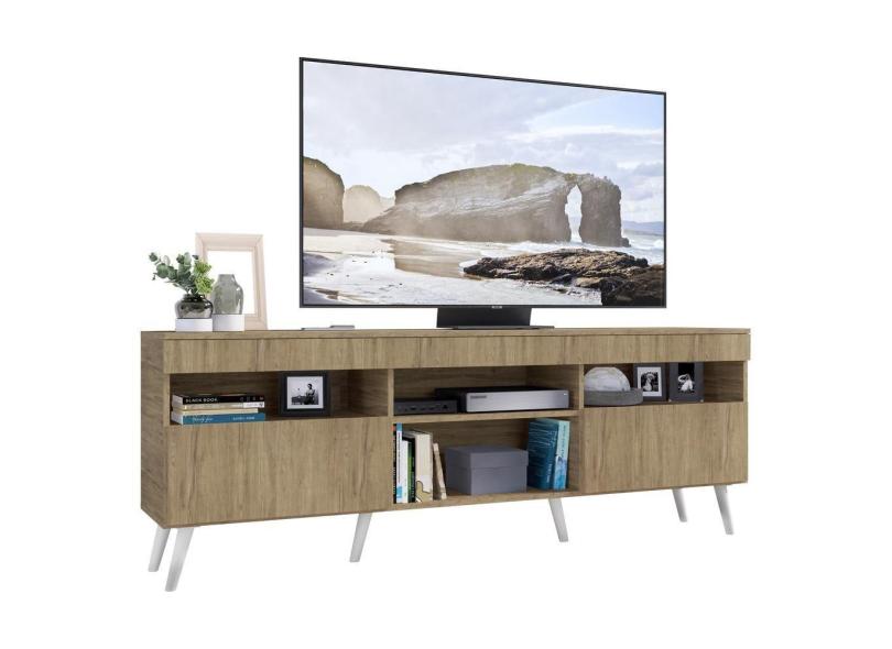 Rack Tv 65 Com Pés Retrô e 2 Portas Paris Rustic/ com o Melhor Preço é ...