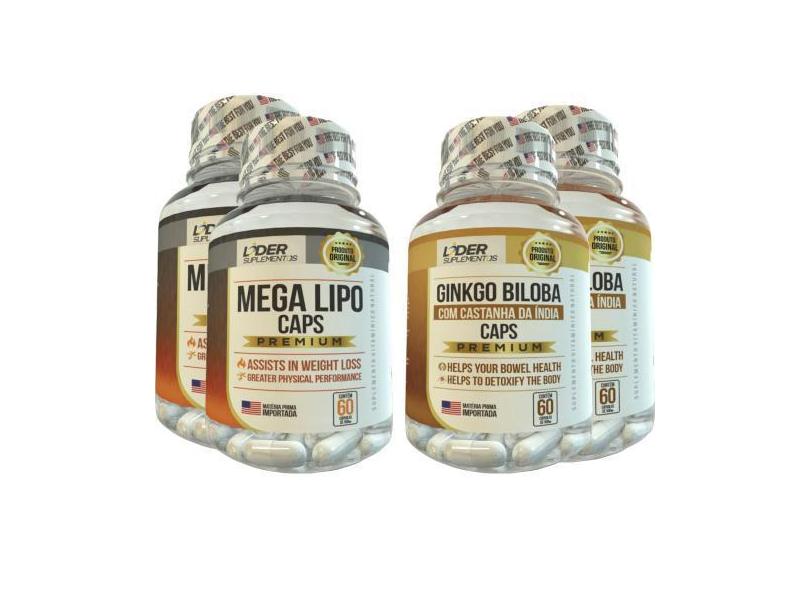 Mega Lipo 60 Caps + Ginkgo Biloba 60 Caps 500Mg - 4 Potes - Lider Vend ...