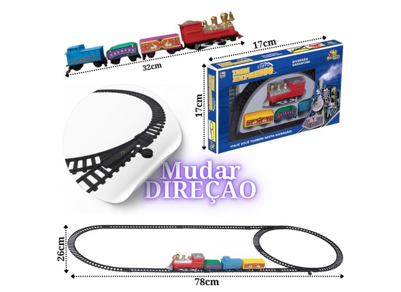 Trem Ferrorama Locomotiva Brinquedo Trenzinho elétrico a Pilha Com Luz ...