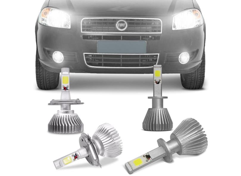 Kit Lâmpadas Super LED Headlight Palio 2008 A 2012 Farol Baixo Alto H4 ...