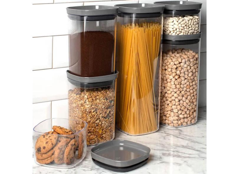 Kit Potes Herméticos 0,45L 1L e 1,5L Com Tampa Para Alimentos Chumbo ...