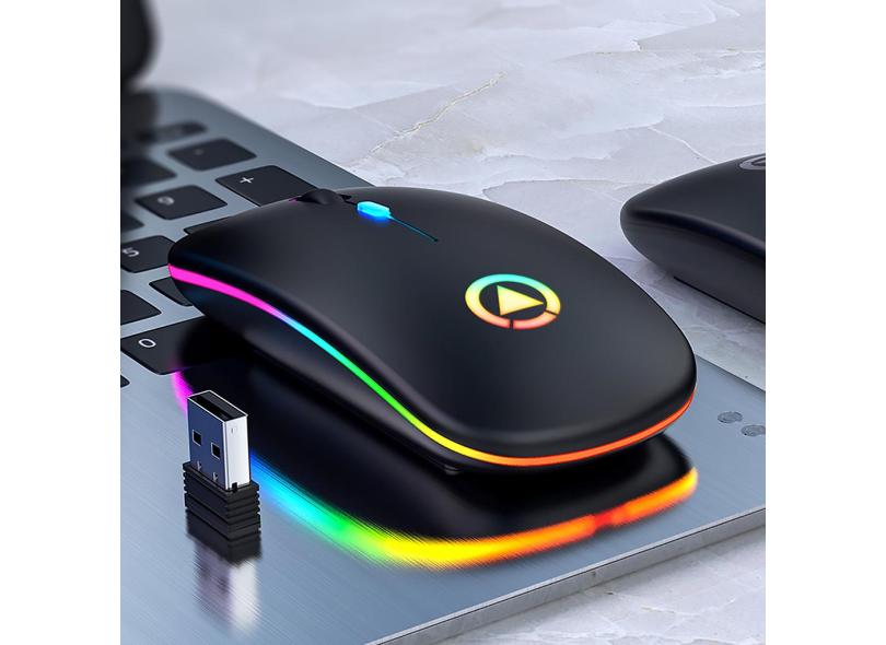 Mouse recarregável ergonômico rgb, mouse sem fio recarregável com luz ...