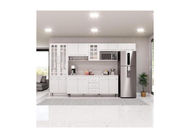 Cozinha Modulada Completa Fidelitá Viena 6 Peças 330cm 15 Portas 3 Gav ...