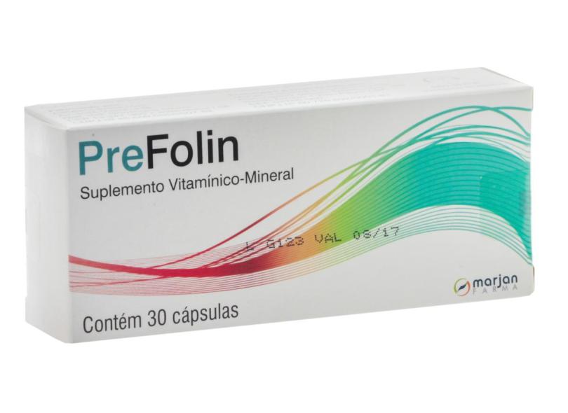 Suplemento Vitamínico-Mineral Prefolin com 30 cápsulas Marjan 30 ...
