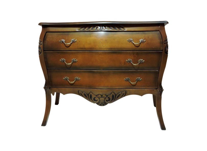 Cômoda Clássica Decorativa Lion 3 Gavetas Entalhada Imbuia Envelhecido ...