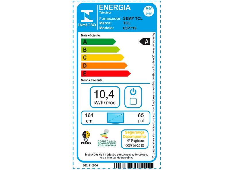 Smart TV LED 65" TCL 4K HDR 65P735 3 HDMI com o Melhor Preço é no Zoom